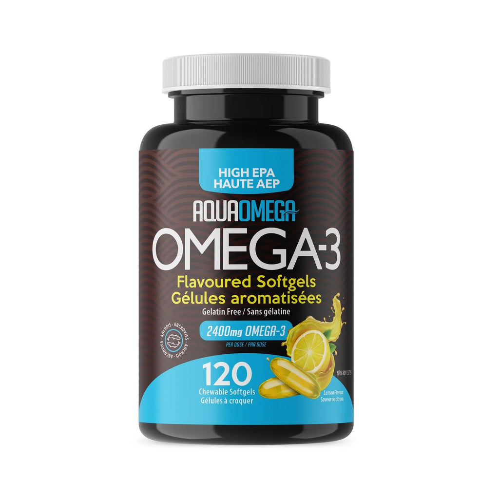AquaOmega Omega-3 High EPA Omega-3 | Lemon Flavoured Softgels 120 Soft ...