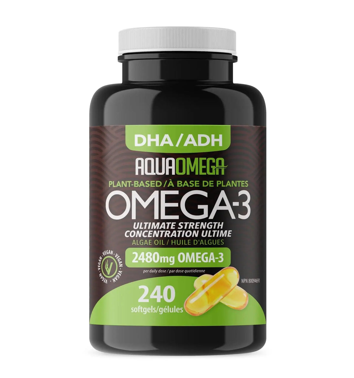 AquaOmega Plant-based Omega-3 | DHA Algae Oil 240 Soft gels | Village ...