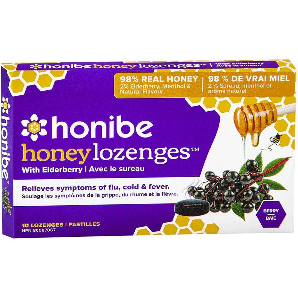 Honibe-Honey Lozenges Elderberry 10 Lozenges | Village Vitamin Store Canada